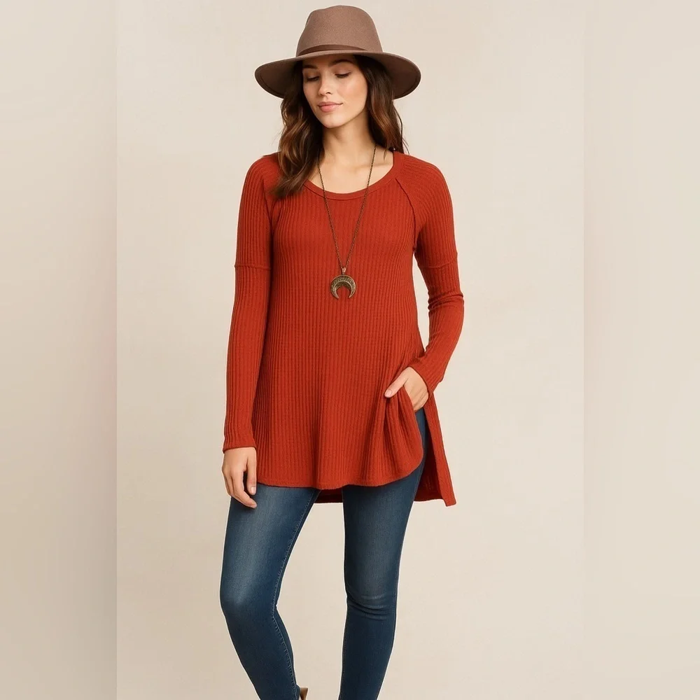 Free People | Tops | Free People Ventura Thermal Top Burnt Orange Rust ...